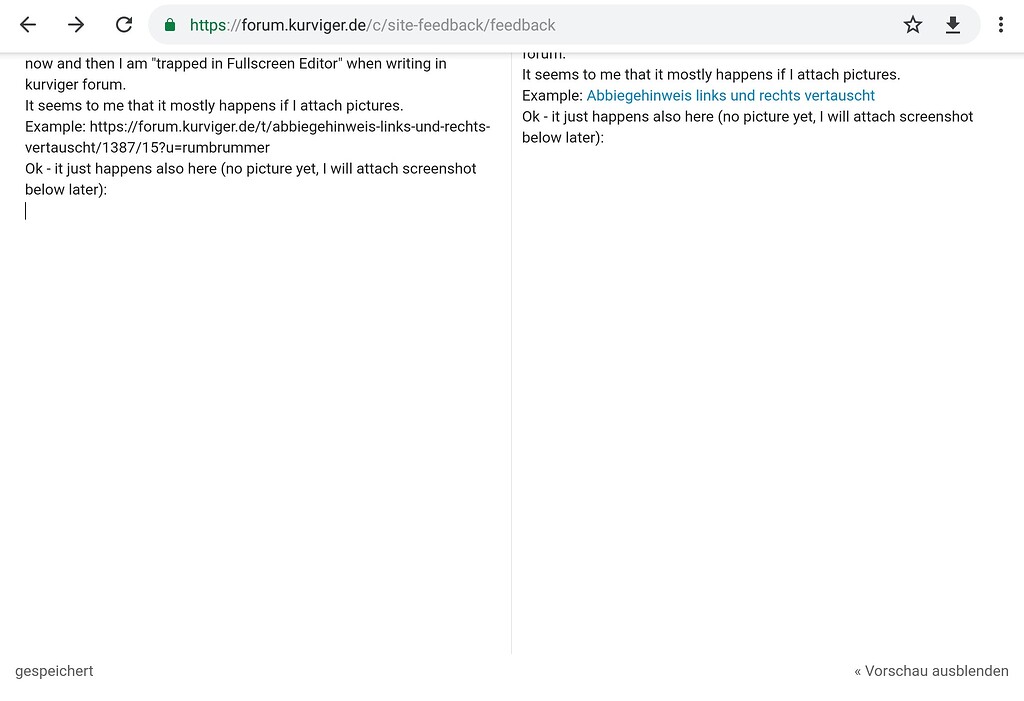 Trapped in Fullscreen editor - Forum inside - Kurviger Forum