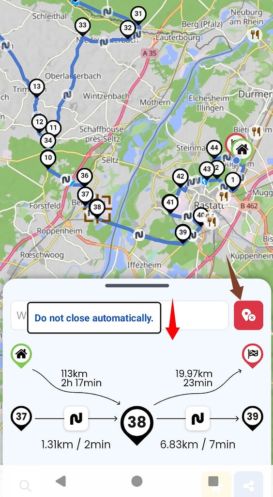 Route-Planning: Delete waypoint, do not close slider - Route planning ...